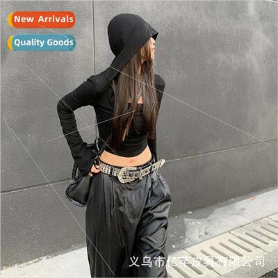 nd dark wind drilling pants belt female fashion rhinestone b