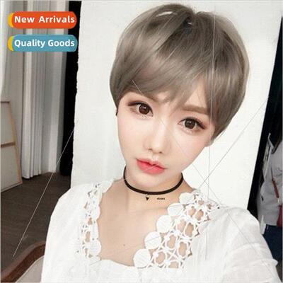 Korea new wig female grandmother gray handsome female short
