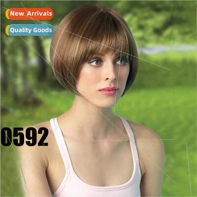 Europe Fashion Wigs Women Brown Intercolor Short Headgear Fl