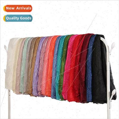 New Holland linen pressed wrinkled ladies scarf solid color