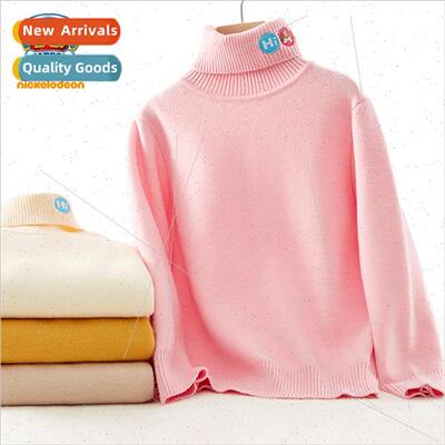 Childrens turtleneck sweater padded solid color kn sweater 2