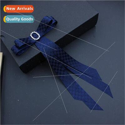 Rhinestone dark plaid pin collar accessories work bow tie fl