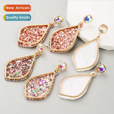 Europe new fashion alloy glass earrings female colorful sequ