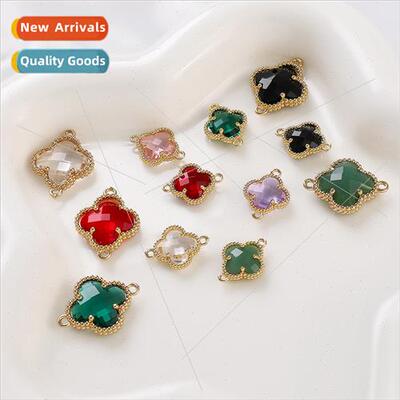14k color-retaining crystal zirconium wrapped four-leaf clov