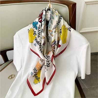 2020 new small square scarf female lerary small fresh printi