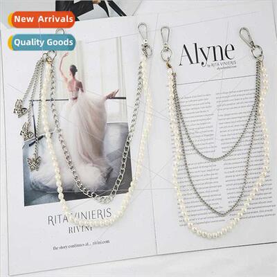 Pearl butterfly pants chain belt female cool ins pants hangi