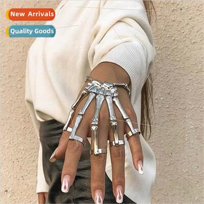 Vintage punk skull skeleton alloy bracelet joints movable co
