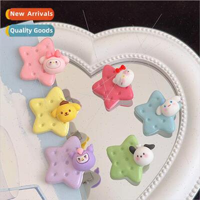 Cartoon star cookie hair clips cream color ins cute sweet ba