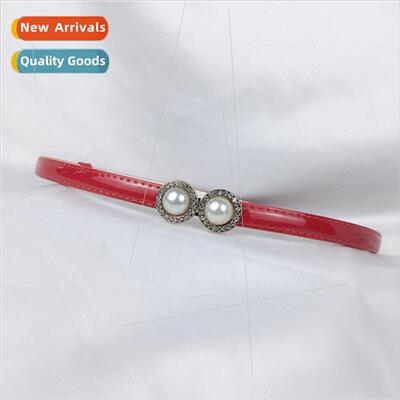 Belt Women Patent Leather Small Belt Retractable Belt Textur