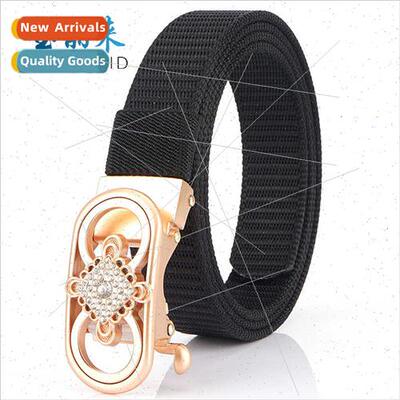 Automatic buckle nylon belt casual ladies jeans toothless yo
