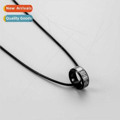 Europe Tanium Steel Necklace Rome Black Ring Ring Stainless
