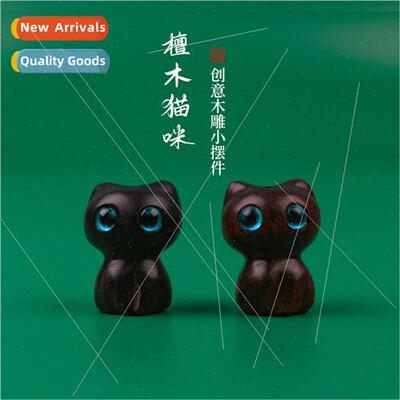 Cute sandalwood cat desktop ornaments diy play handles acces