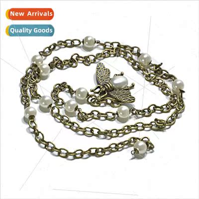 Europe popular ladies metal waist chain alternative pearl in