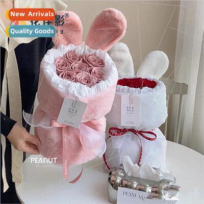 plush rabb ears cuddle bucket round bouquet packaging plush