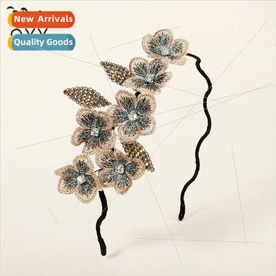 ins jewelry French retro head flower handmade beaded embroid
