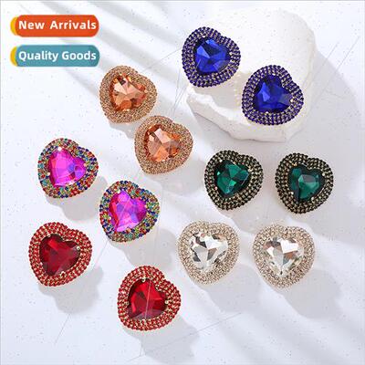 Europe earrings alloy studs diamonds love heart-shaped earri