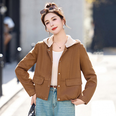 2026春季新款女装时尚休闲宽松夹克连帽女式短款洋气外套WA1609