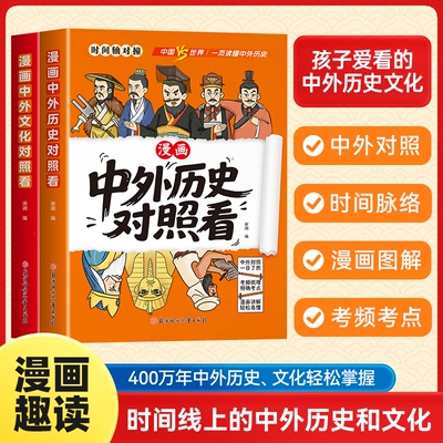 漫画趣读中外历史文化对照看孩子爱看的历史科普知识百科速记全书青少年儿童课外国学经典读物百科常识中国传统文化精华成语典故书