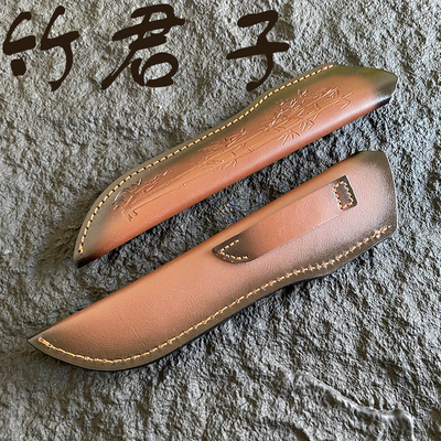 现货精致牛皮雕花直刀刀套收纳通用直刀随身携带户外保护刀包刀鞘