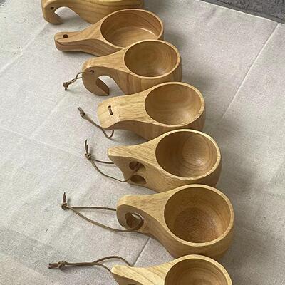 创意橡胶木杯子早餐杯牛奶咖啡茶水杯手柄杯户外露营杯子