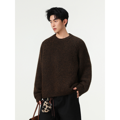 吾一白男生保暖宽松针织衫