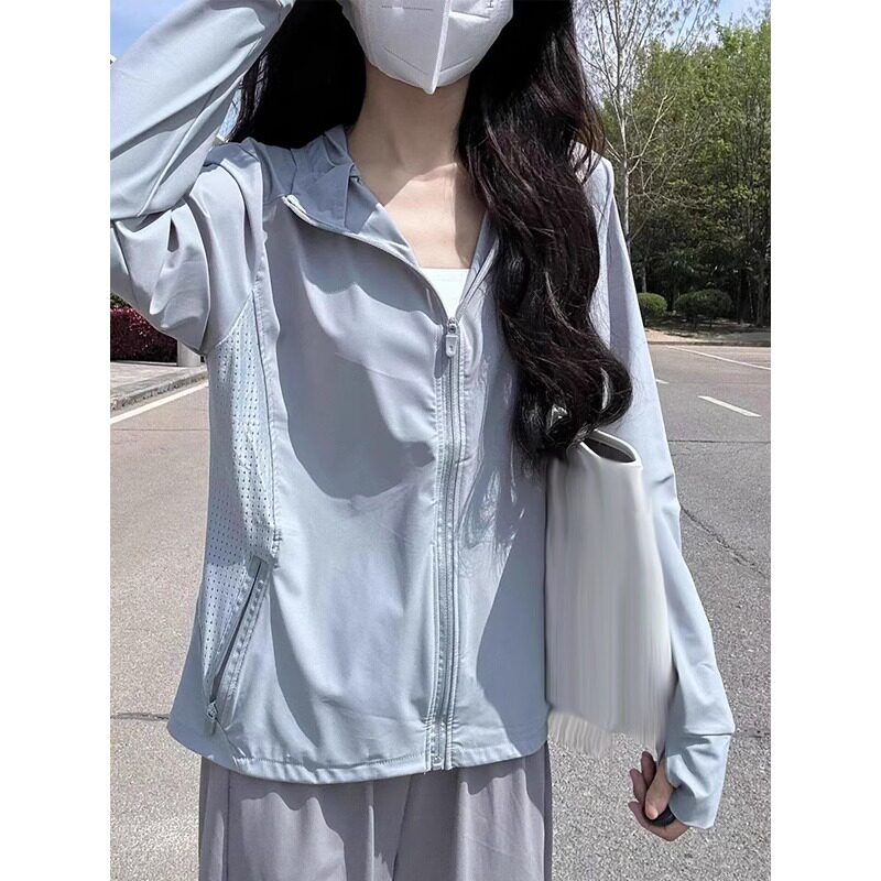冰丝连帽防晒衣女款2026夏季新款薄款透气户外遮阳轻薄防晒服外套