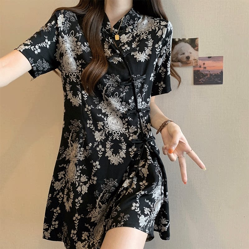 大码新中式国风穿搭一整套女夏季微胖mm显瘦遮肉梨形身材短裤套装