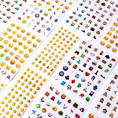 18张Emoji表情包贴纸微信小表情翻白眼流汗黑脸装饰水杯防水贴画