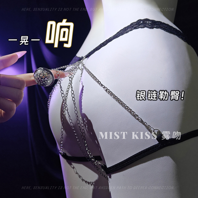 KISS会响哦~*内裤女性感蕾丝镂空链条丁字裤情侣约会内衣大码胖mm
