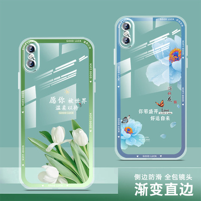 苹果x手机壳xs透明女新款全包iphonex保护套xr软壳网红硅胶薄iphonexs防摔直边中国风卡通高级感文字时尚