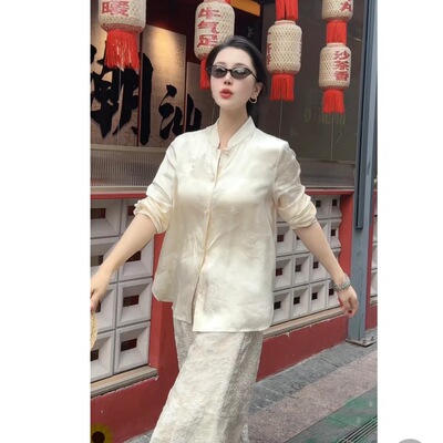 清月染 芳华设计新中式醋酸提花衬衣国风百搭提花衬衣FH-B0157