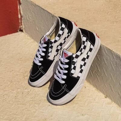 VANS Sk8-Low Checkerboard 经典黑白棋盘格低帮男女鞋休闲帆布鞋