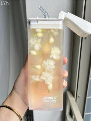 comika box吸管杯随行杯水杯咖啡杯大容量水杯高颜值方形夏水果茶
