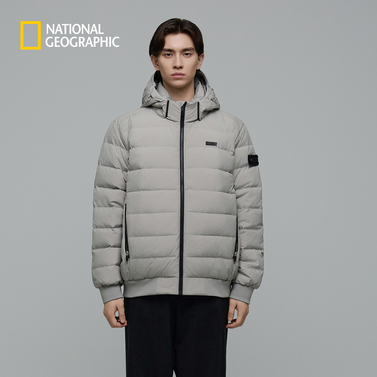 国家地理男女同款PERTEX户外轻薄保暖连帽鹅绒羽绒服排骨服外套