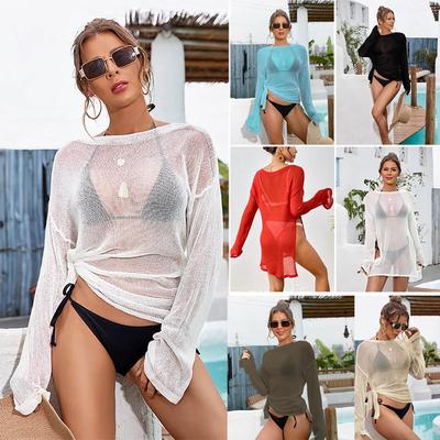 coverup wear Side loose color long-sleeved bikini coverall
