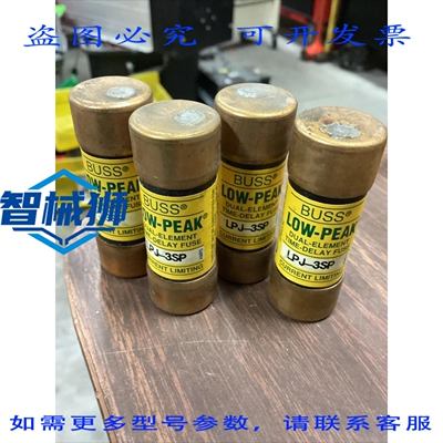 原装供应 BUSSMANN 低峰值延时熔断器 LPJ-3SP J级 3A 600VAC 4个