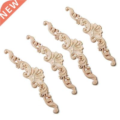 4PCS Wood Carved Onlay Applique Craft Unpainted Decal Door C