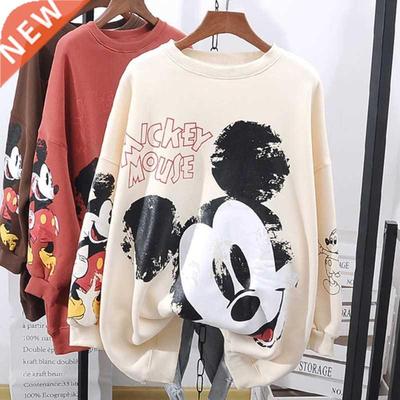 Women Hoodie Mickey Mouse Letter Printing Casual Long Sleeve