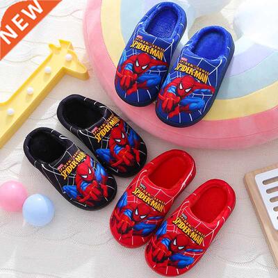 Chldren Cartoon Spderman Prnt Cotton Slpper Soft Autumn