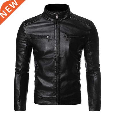Men Biker Leather Jacket Spring and Autumn 2020 New Men's Fa