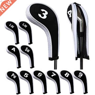 12 Pcs Golf Club Head Iron Covers Zippered Neoprene Protecti