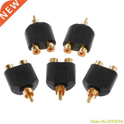 5Pcs Gold Plated RCA 1 Male To 2 Female Y Splitter Adaptor C
