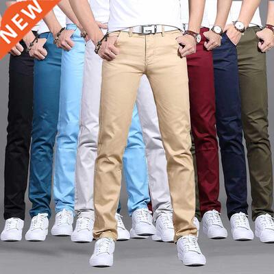 2019 Spring autumn New Casual Pants Men Cotton Slim Fit Chin