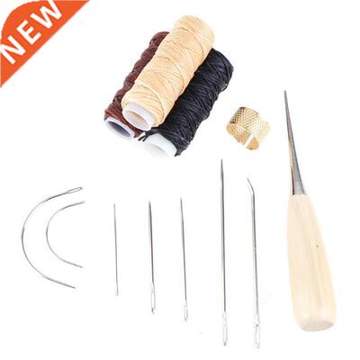 12pcs/set Hand Sewing Needles Waxed Thread Awl Thimble DIY L