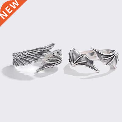 Angel Demon Wing Couples Rings for Women Hip Hop Rings Open