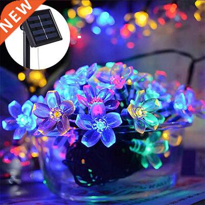Solar String Lights 12m 100led Peach Flower Waterproof Outdo