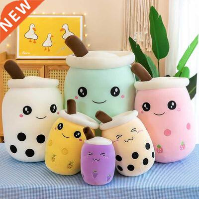 24cm Cute Bubble Tea Family Stuffed Plush Fruits Drink Bottl