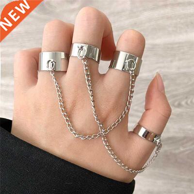 17KM Punk Cool Hiphop Chain Rings Multi-layer Adjustable Ope