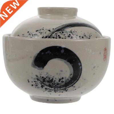 1pc Soup Bowl With Lid Ceramic Stewing Pot Household