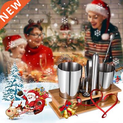 11Pcs/set Cocktail aker Set With Wooden Stand Bartender